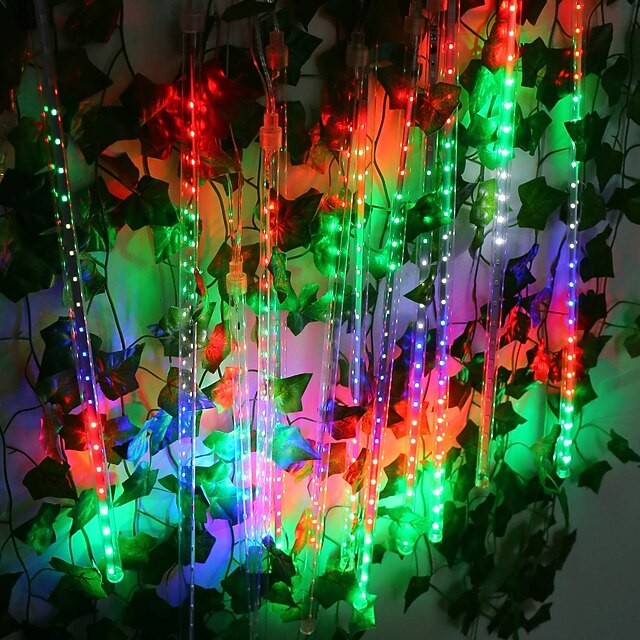 4 Packs 30cm x8 12" String Lights 576 LED Beads Falling Meteor Rain ...