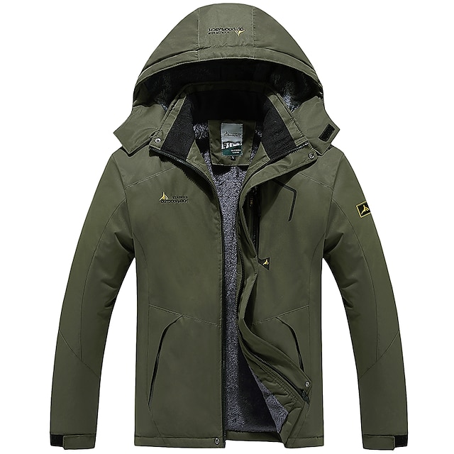 Men's Hoodie Jacket Waterproof Rain Jacket Ski Jacket Fleece Jacket ...