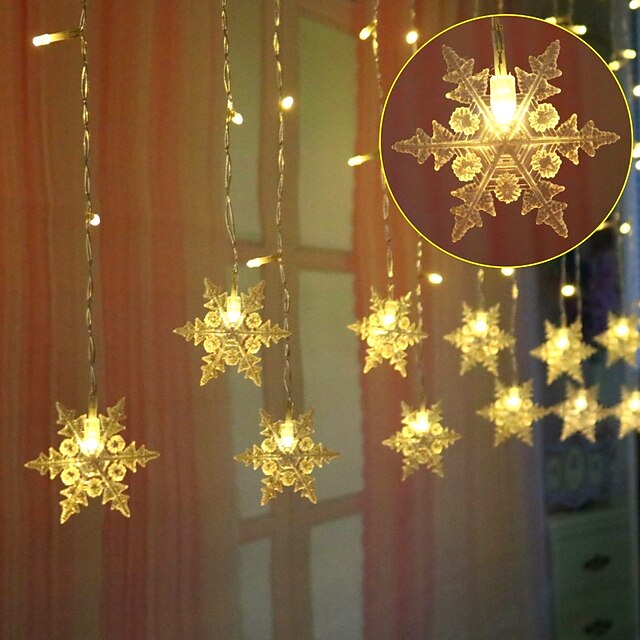 String Lights LED Snowflake Star Curtain Lights, 3.5m 96 LEDs, 8 Flash ...