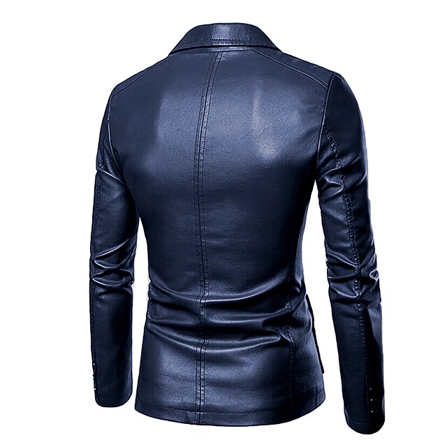 Men's Leather Jacket Blazer Outdoor Daily Wear Thermal Warm Windproof ...