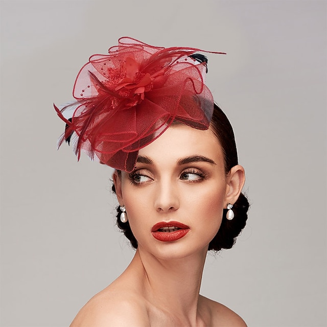 Feather / Net Headbands / Fascinators Kentucky Derby Hat with 1 Piece ...