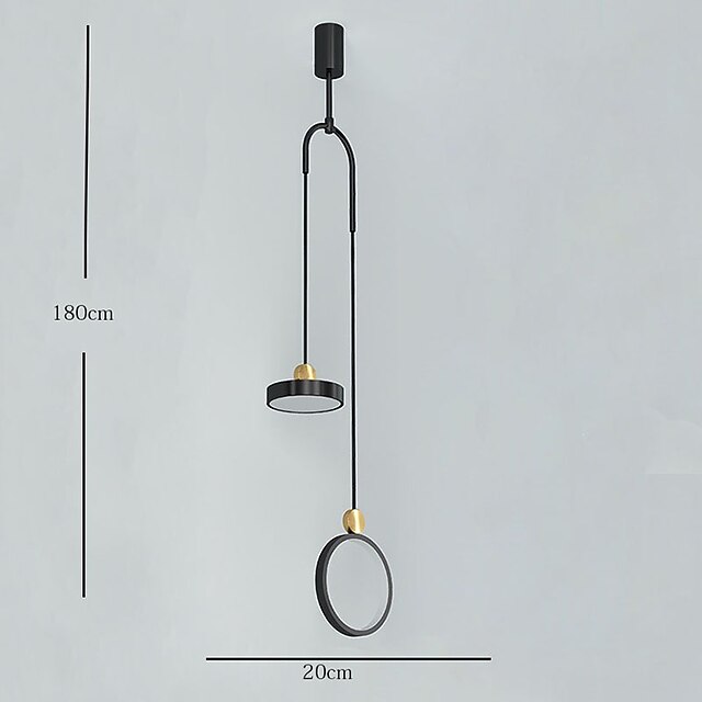 LED Pendant Light Modern Black Gold Bedside Light 20 cm Lantern Desgin ...
