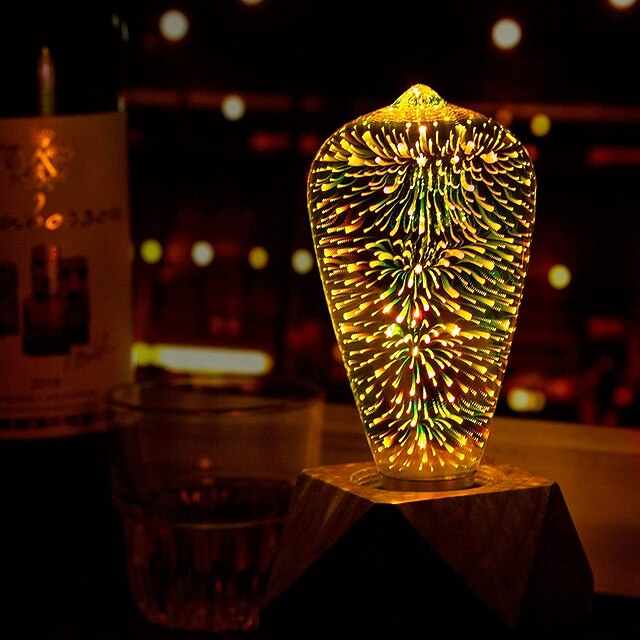 6pcs 3pcs 1pc 3D Firework Light Bulb ST64 LED Bulb 5W E27 E26 RGB Fairy ...