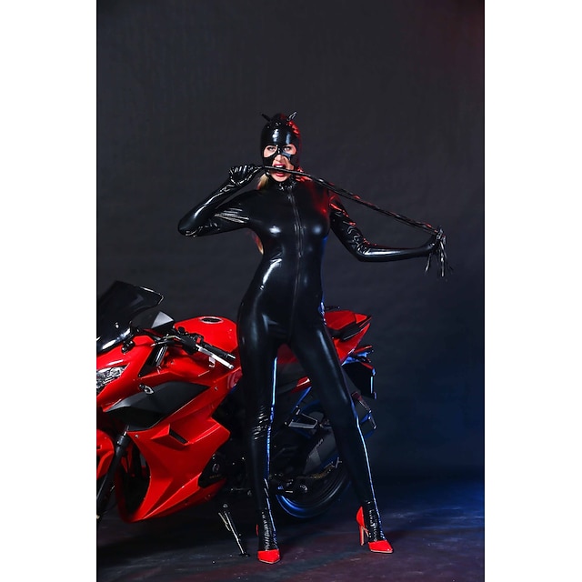 Women's Zentai Suits Motorcycle Girl Super Heroine Feline Femme Fatale ...