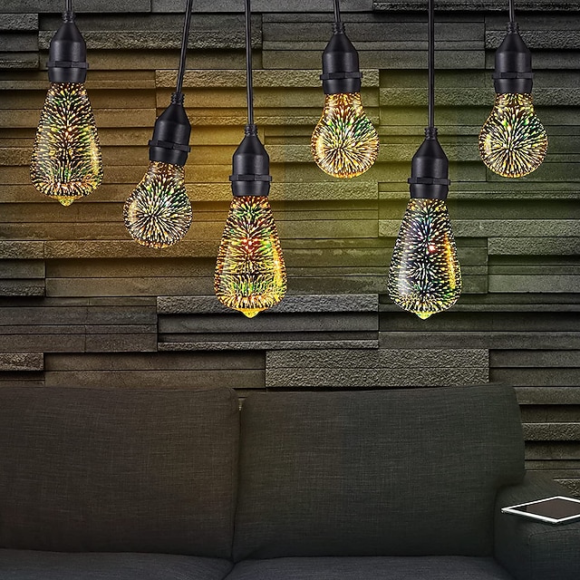 6pcs 3pcs 1pc 3D Firework Light Bulb ST64 LED Bulb 5W E27 E26 RGB Fairy ...