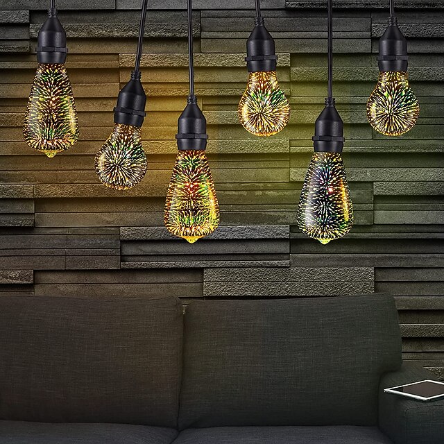 6pcs 3pcs 1pc 3D Firework Light Bulb ST64 LED Bulb 5W E27 E26 RGB Fairy ...