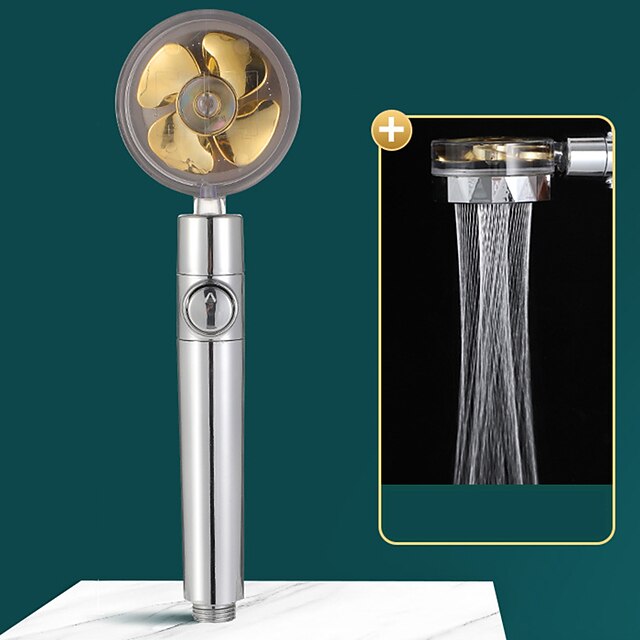 Shower Head Water Saving Flow 360 Degrees Rotating With Small Fan ABS ...