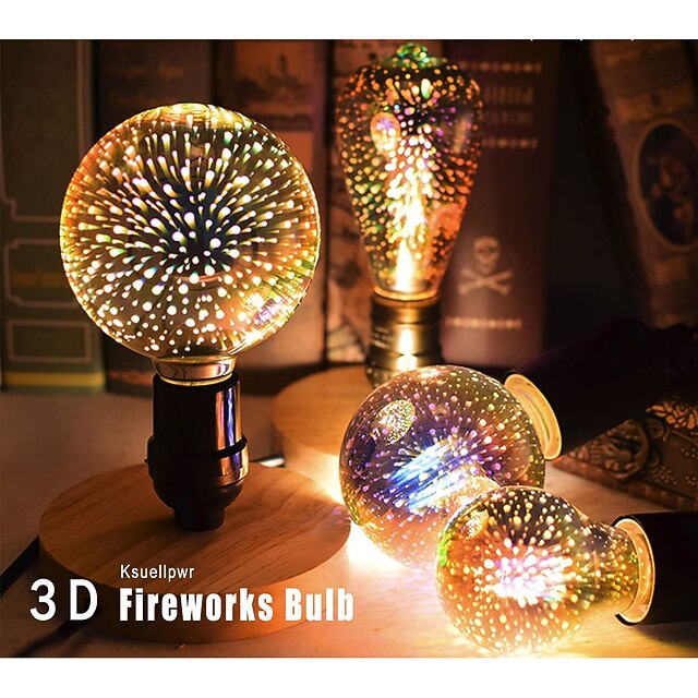 6pcs 3pcs 1pc 3D Firework Light Bulb ST64 LED Bulb 5W E27 E26 RGB Fairy ...