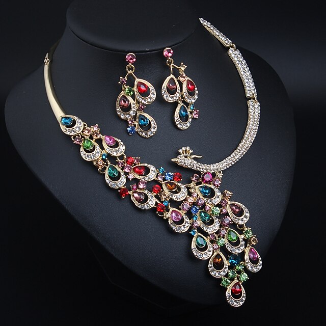 Bridal Jewelry Sets 1 set Crystal Rhinestone Alloy 1 Necklace Earrings ...