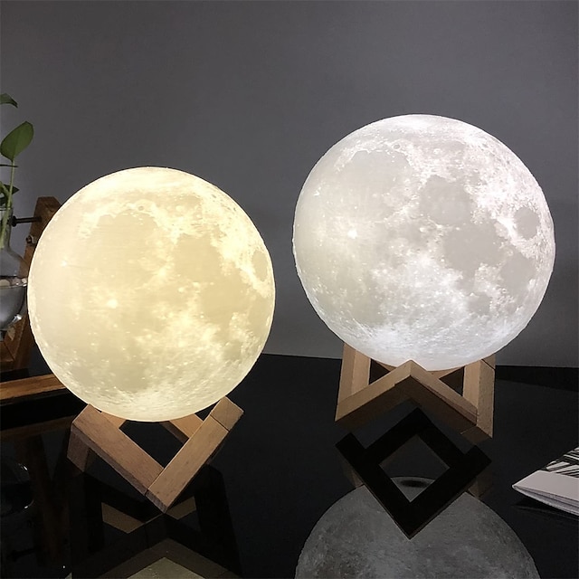 3D Moon Lamp 3/16 Colors LED Night Light 3D Printing Moon Light with ...