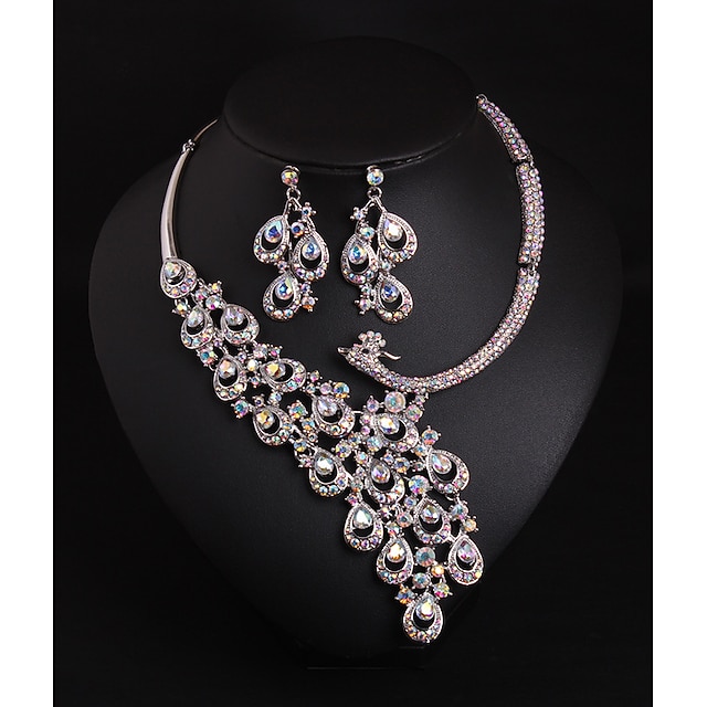 Bridal Jewelry Sets 1 set Crystal Rhinestone Alloy 1 Necklace Earrings ...