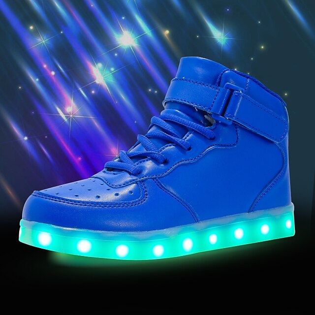 Gold LED Light-Up High-Top Sneakers for Kids and Men with Colorful Sole ...