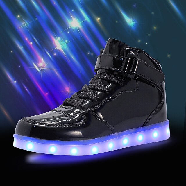 Gold LED Light-Up High-Top Sneakers for Kids and Men with Colorful Sole ...