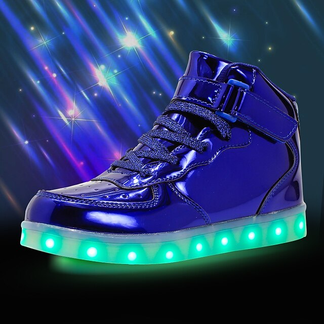 Gold LED Light-Up High-Top Sneakers for Kids and Men with Colorful Sole ...