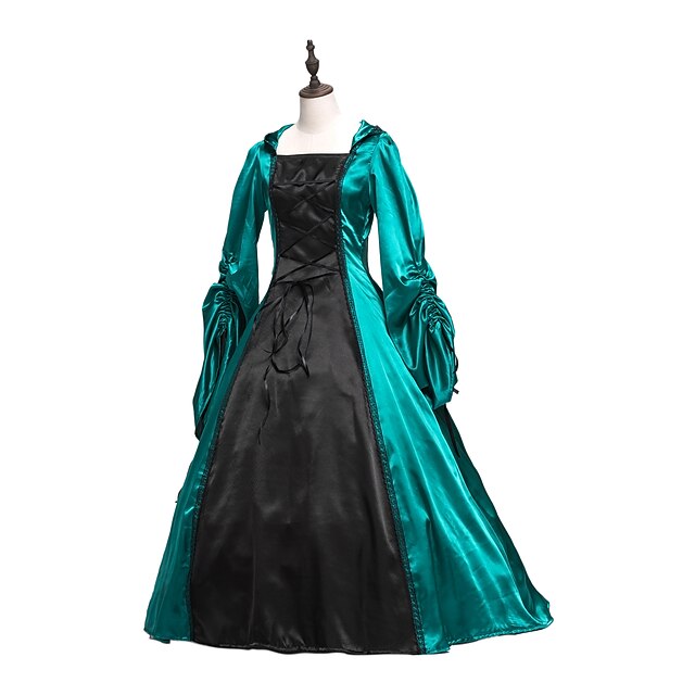 Gothic Medieval Ball Gown Floor Length Dress Prom Dress Juliet Sleeve ...