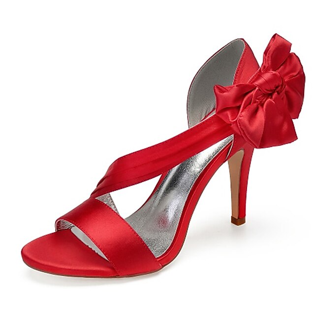 Women's Burgundy Satin High Heels – Elegant Open-Toe Cocktail Sandals ...