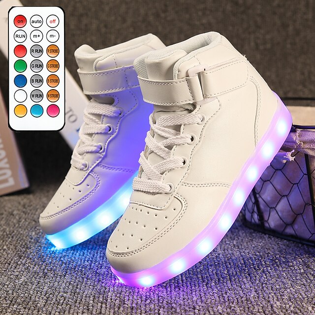 Gold LED Light-Up High-Top Sneakers for Kids and Men with Colorful Sole ...