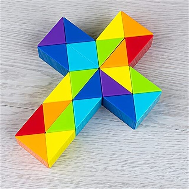 1PC Snake Fidget Toy Cube Twist Puzzle 24 Wedges Large Size Rainbow ...