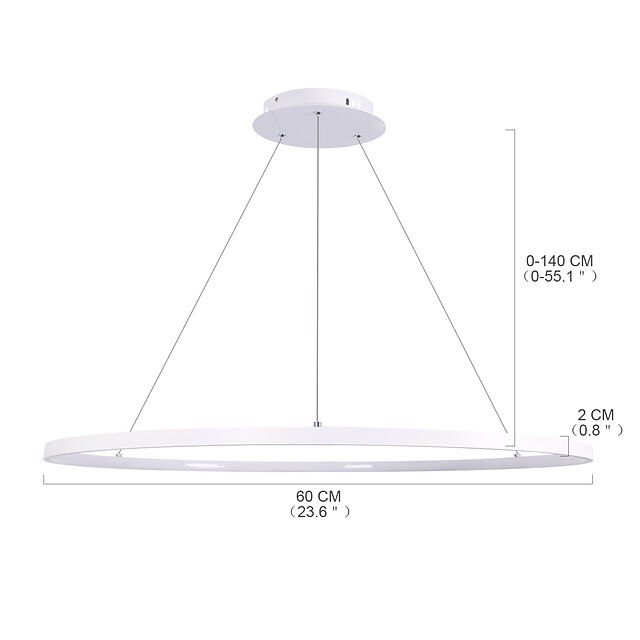 60 80 cm LED Pendant Light Circle Design Unique Design Metal Painted ...