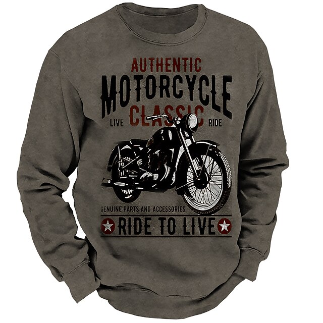 Men's Graphic Prints Motorcycle Sweatshirt Pullover Long Sleeve ...