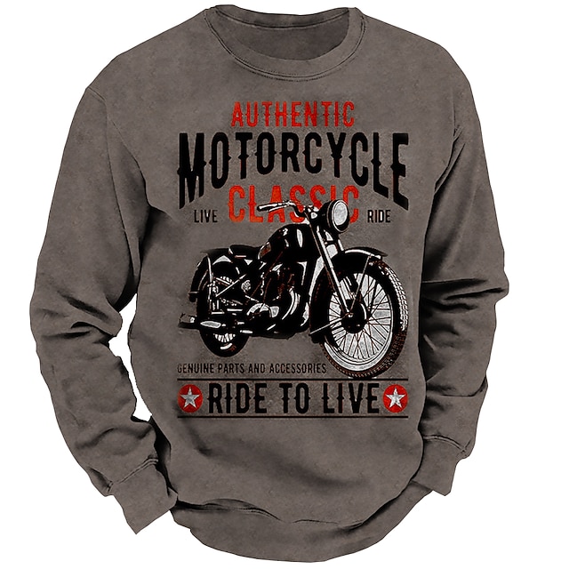 Men's Graphic Prints Motorcycle Sweatshirt Pullover Long Sleeve ...