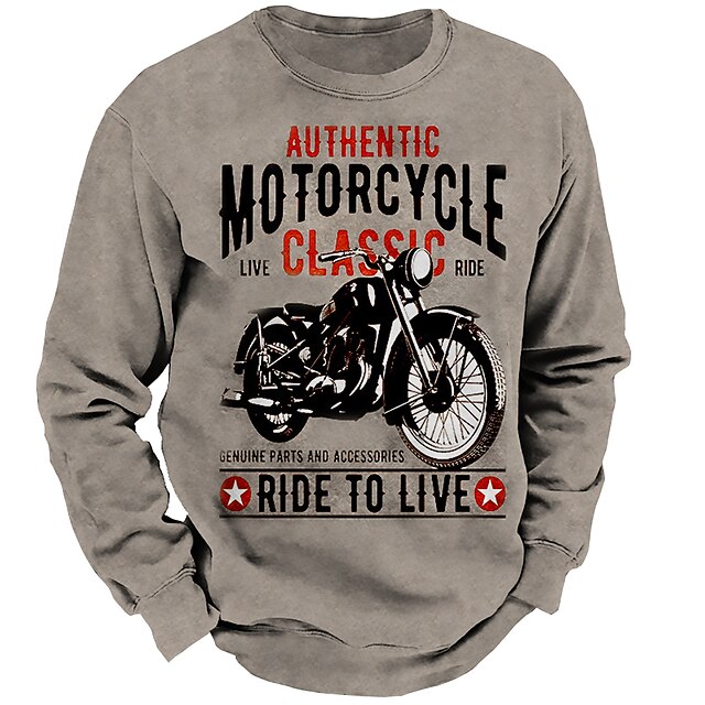 Men's Graphic Prints Motorcycle Sweatshirt Pullover Long Sleeve ...