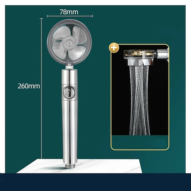Shower Head Water Saving Flow 360 Degrees Rotating With Small Fan ABS ...