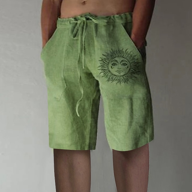 Men's Shorts Linen Shorts Summer Shorts Baggy Shorts Elastic Waist ...