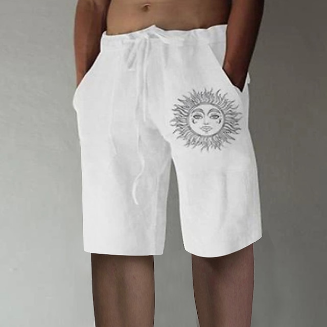 Men's Shorts Linen Shorts Summer Shorts Baggy Shorts Elastic Waist ...