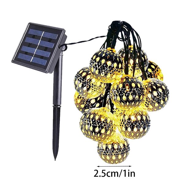 Solar Moroccan String Lights LED Globe Fairy Lights Outdoor Waterproof ...
