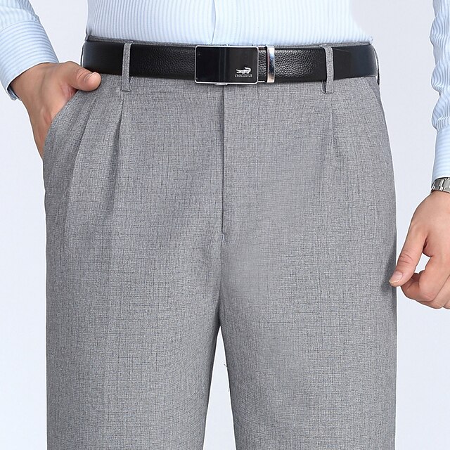 Men's Dress Pants Trousers Pleated Pants Zipper Pocket Straight Leg ...