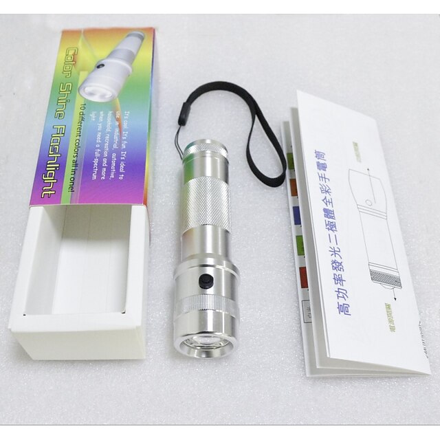 RGB LED Flashlight Color Changing Lamp Torch 10 Colors Light LED ...