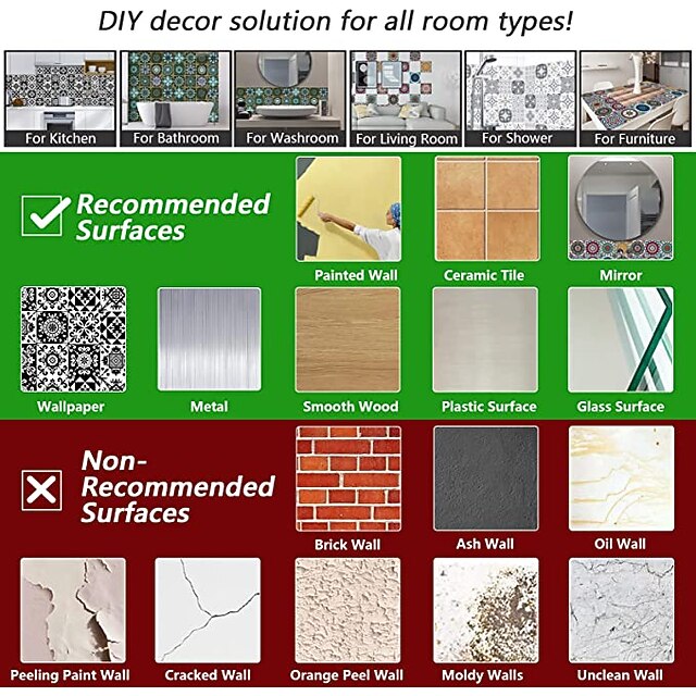24/48pcs Waterproof Creative Kitchen Bathroom Living Room Self-adhesive ...