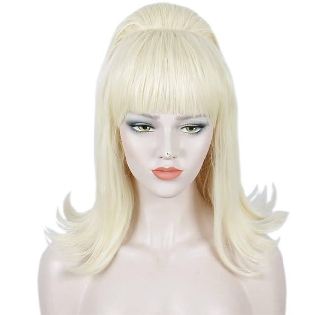 Long Wavy Pink Wig Big Bouffant Beehive Wigs for Women fits 50s 80s ...