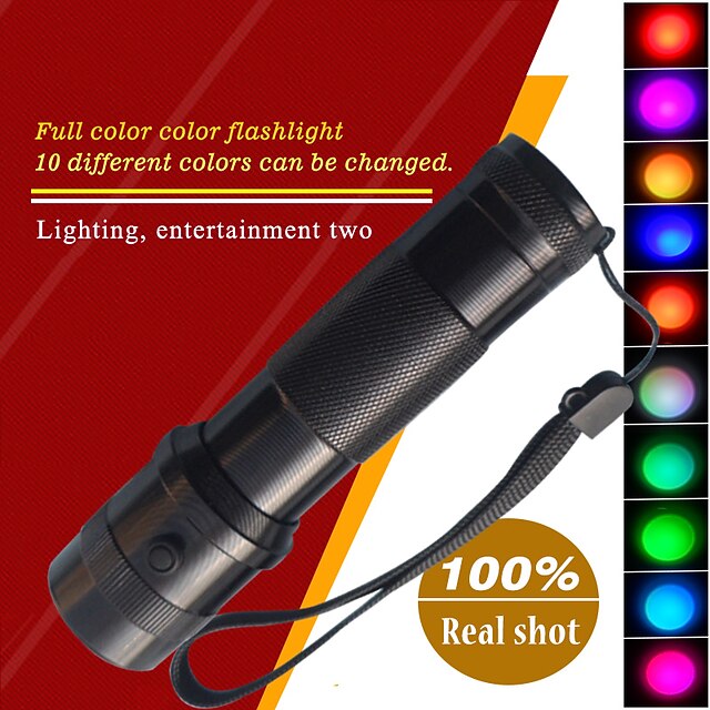 RGB LED Flashlight Color Changing Lamp Torch 10 Colors Light LED ...