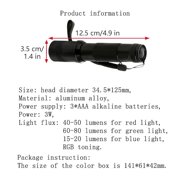 RGB LED Flashlight Color Changing Lamp Torch 10 Colors Light LED ...