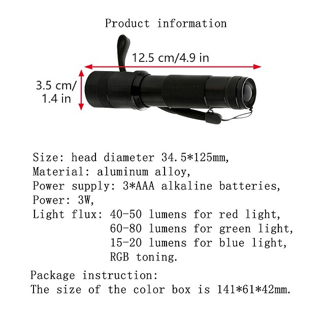 RGB LED Flashlight Color Changing Lamp Torch 10 Colors Light LED ...