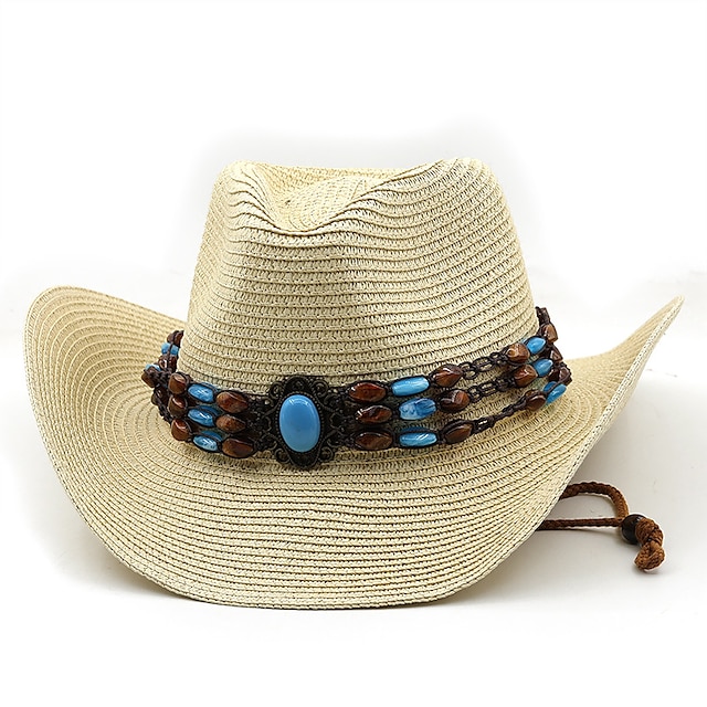 Women's Cowboy Hats Vintage Turquoise Band Vacation Western Hats 2025 ...
