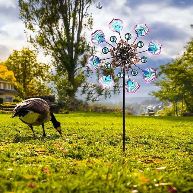 Iron Art Windmill Garden Ground Inserted Pinwheel Outdoor Rotatory ...