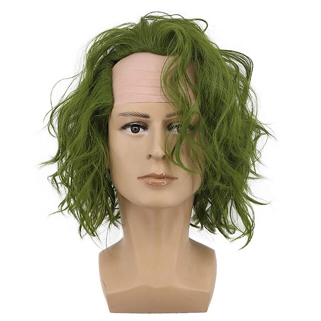 Cosplay Wigs Green Curly Synthetic Hair Short Wigs Men's Wigs For Party ...