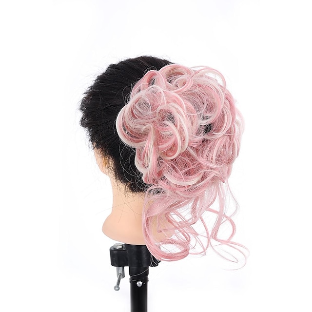 synthetic bun wig messy long beard hair ring elastic hair bag wig ring ...