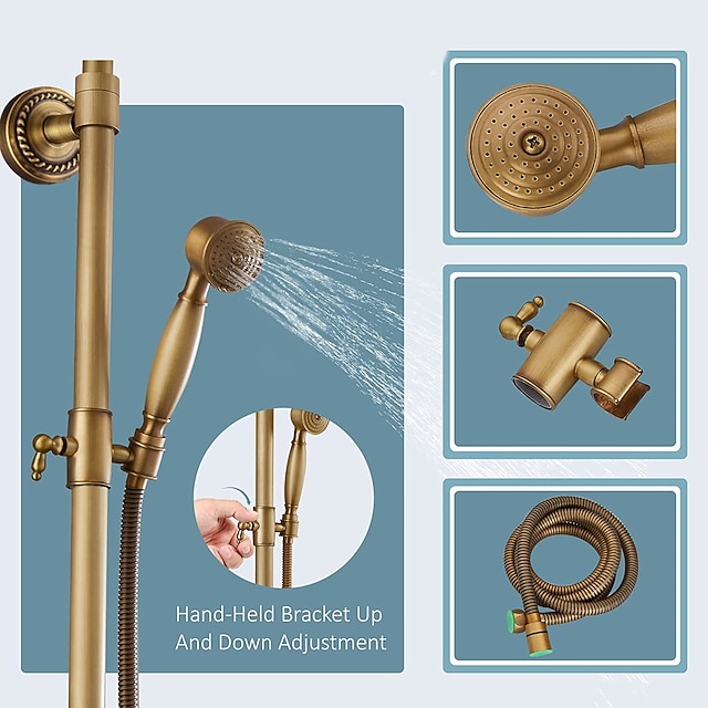 Shower System Faucet Set 8" Showerhead Golden, Rainfall Vintage Style ...