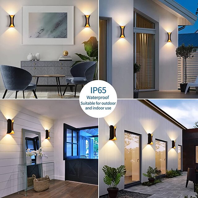 1-Light 20cm Outdoor LED Wall Light Multi Color Up and Down Lighting ...