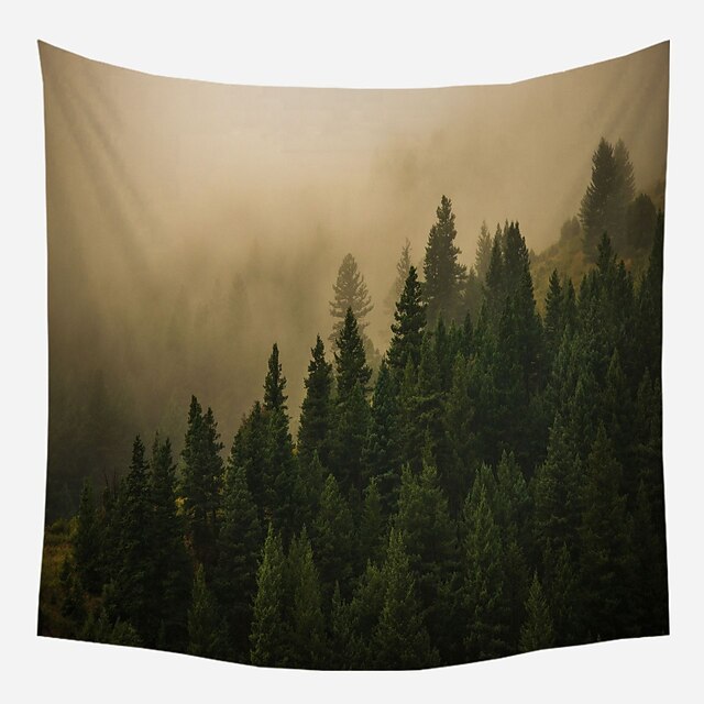 mistry forest tapestry magical nature green tree wall tapestry ...