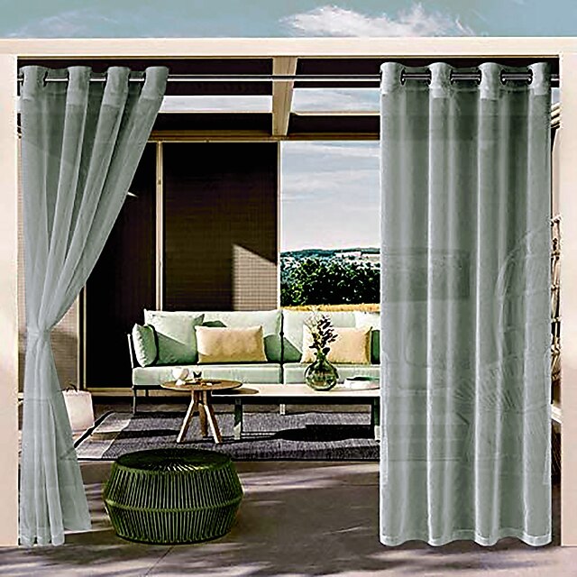 Waterproof Outdoor Curtain Privacy, Sliding Patio Curtain Farmhouse ...