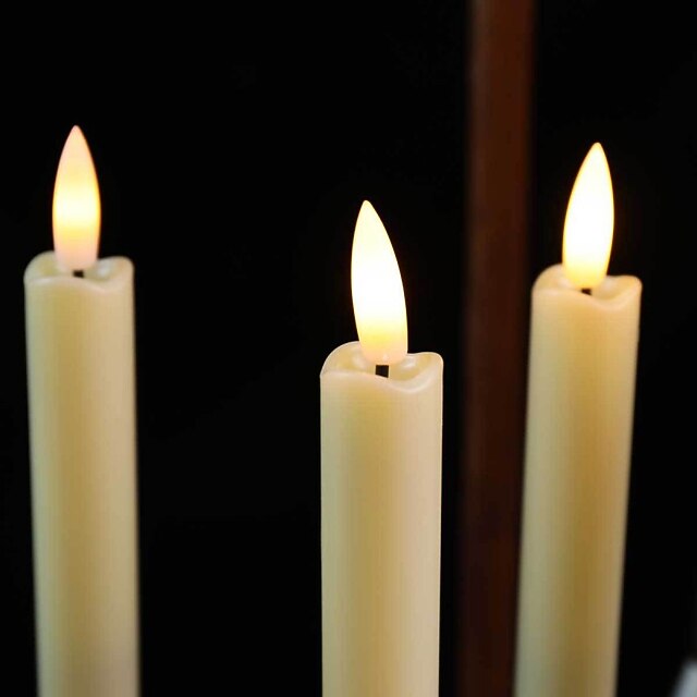 LED Candle Flameless Light Ivory Taper Candles Flickering with 10-Key ...