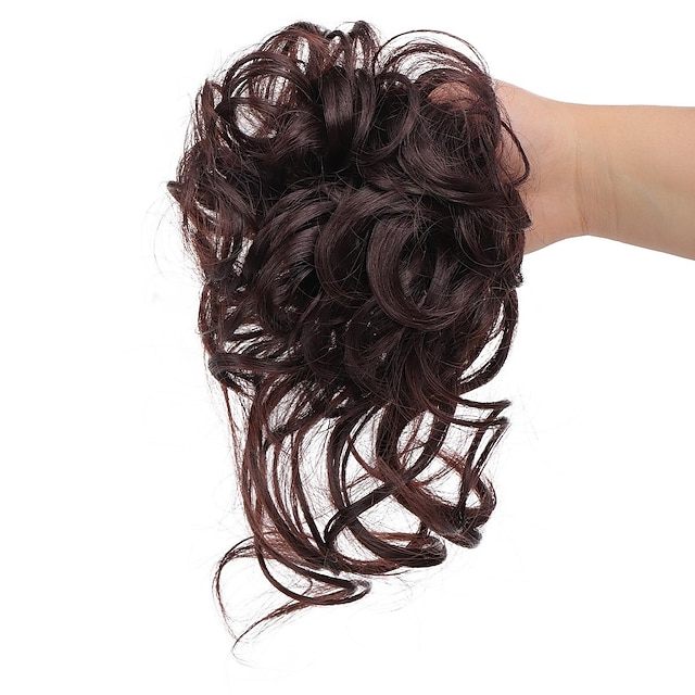 synthetic bun wig messy long beard hair ring elastic hair bag wig ring ...