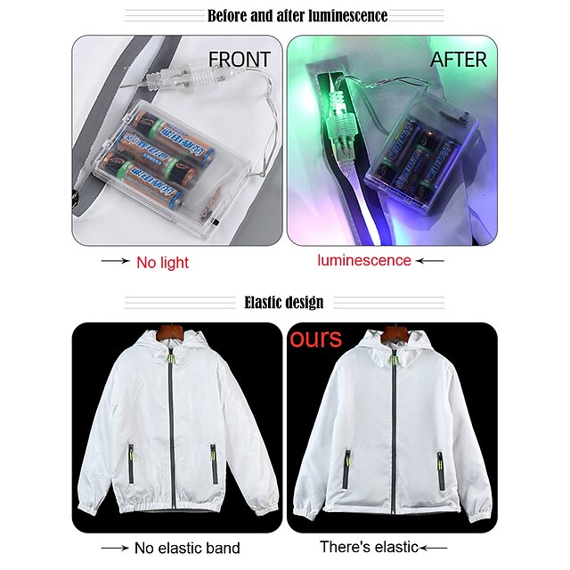 Glowing Jacket Womens Mens Hoodies Coat with LED Luminous for Party Bar ...