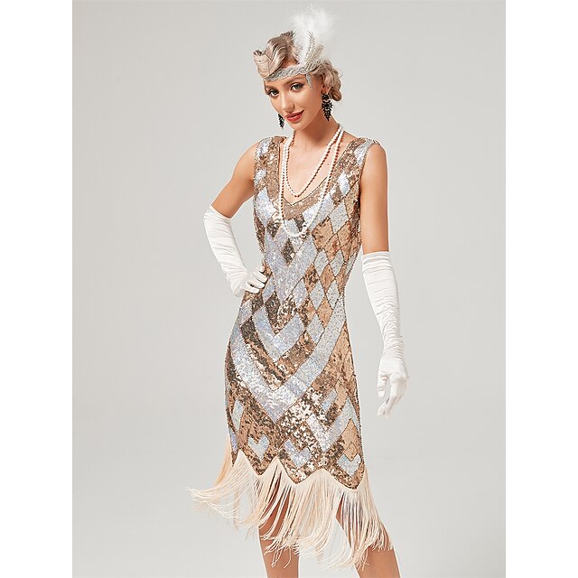 Roaring 20s 1920s Midi Dress Flapper Dress Prom Dress Normal Sleeveless ...