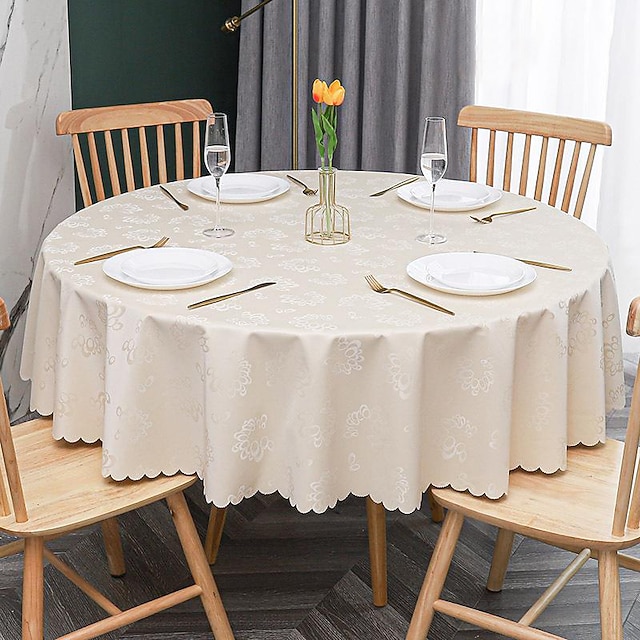 Tablecloth Round Table Cloth Wipe Clean Vinyl Spring Tablecloth ...